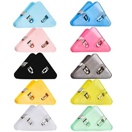 20pcs Corner Paper Clip Prevent Books Curling,Triangle Book Page Corner Clips Bookmark for Students,Reading,Plastic Page Markers Clips Assorted Colors
