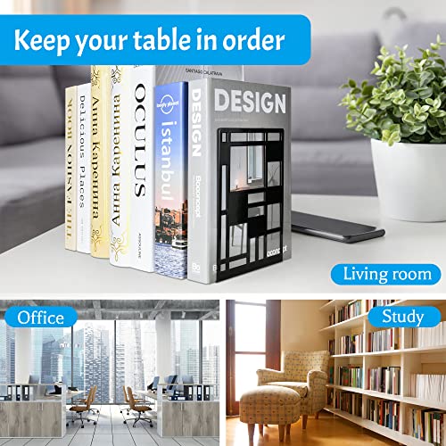 Bookends,Book Ends for Shelves,Bookends for Heavy Books, Book Holder,Metal BookEnd Supports (4)