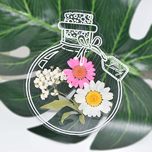 20/40PCS Transparent Dried Flower Bookmarks, Dried Flower Bookmark Craft, Clear Drift Bottle Bookmark, Flower Page Clips Bookmarks, Handmade DIY Transparent Flower Page, Glassware Stickers (C, 20PCS)