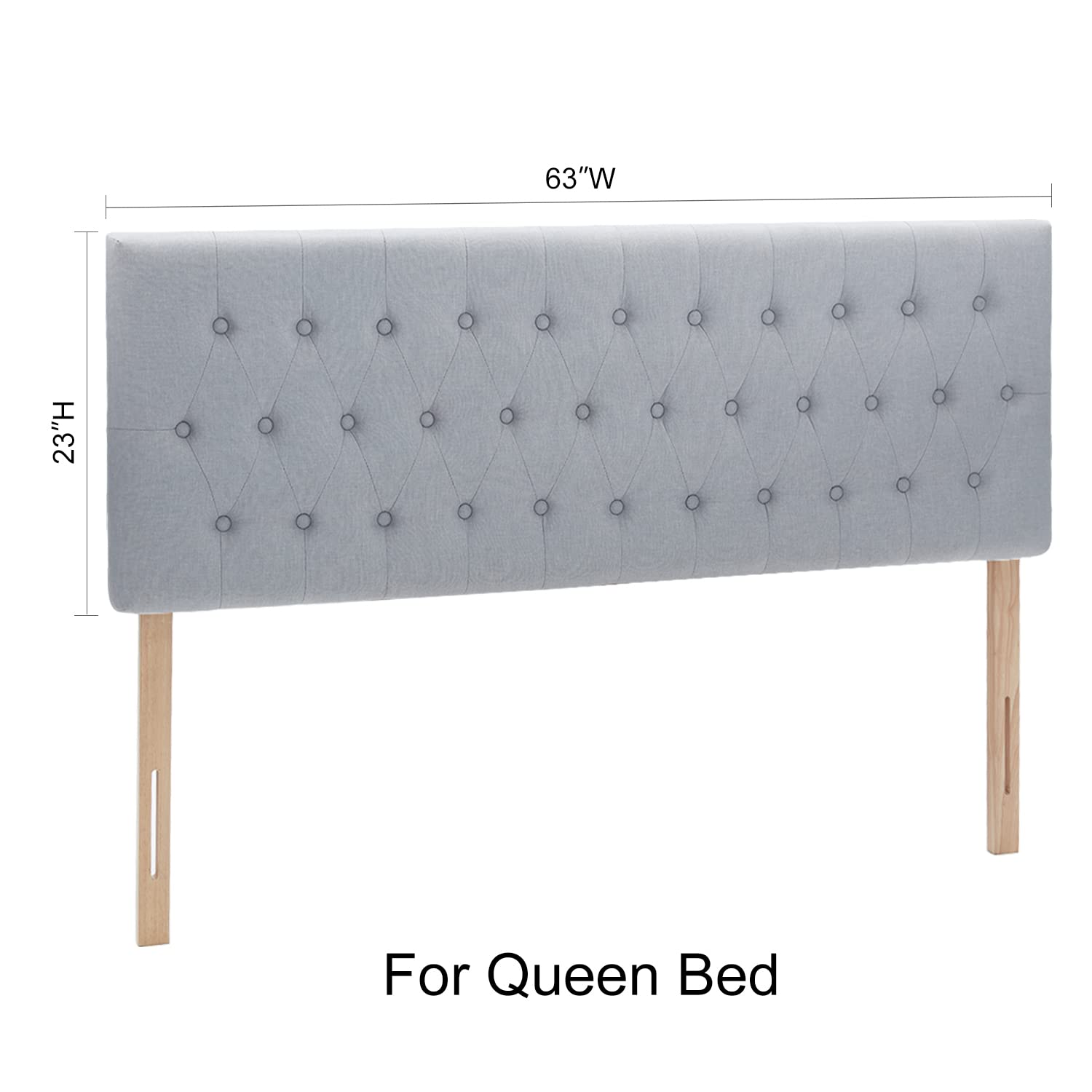 Kingfun Tufted Upholstered Queen Size Bed Headboard in Modern Button Design, Adjustable Solid Wood Head Board, Premium Linen Fabric Padded Headboards in Bedroom (Smoky Grey)