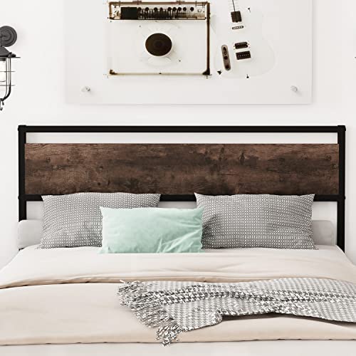 TXIYEAN Headboard Only Sturdy Wood Headboard with Metal Slat Rustic Headboard Easy Assembly, Twin, Twin XL/Queen/King (Queen)
