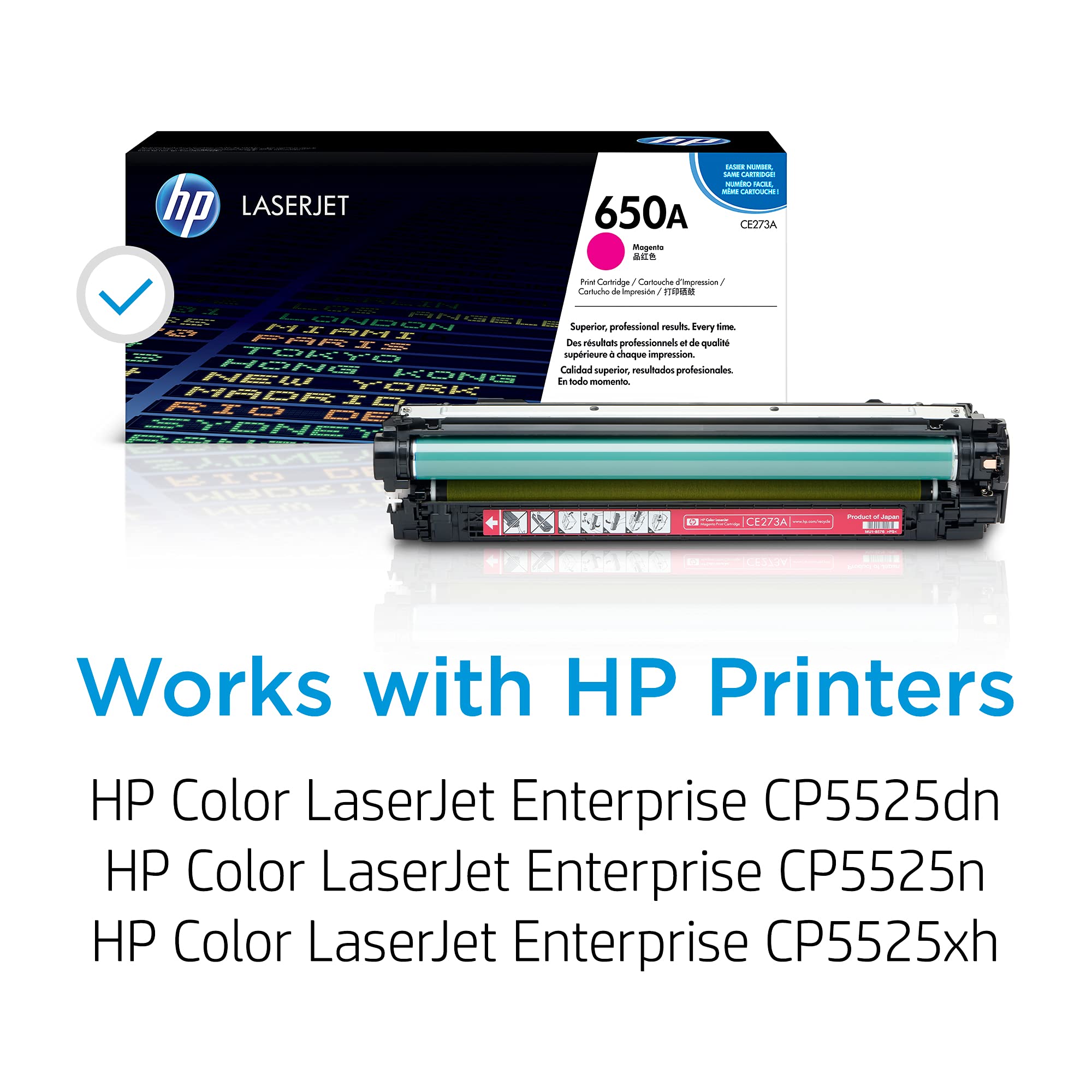 Original HP 650A Magenta Toner Cartridge | Works with HP Color LaserJet Enterprise CP5525 Series | CE273A