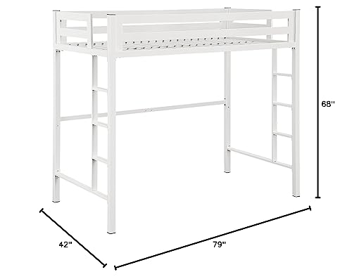 Walker Edison Brighton Classic Metal Twin over Loft Bunk Bed, Twin Size, White
