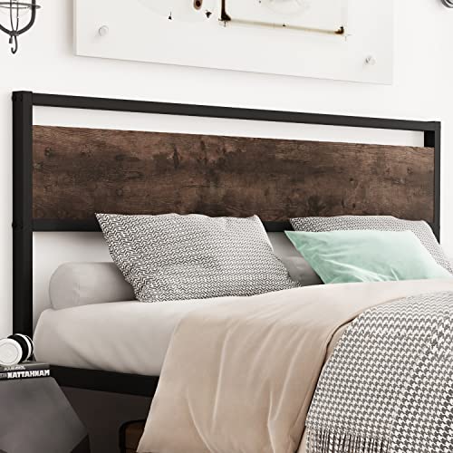 TXIYEAN Headboard Only Sturdy Wood Headboard with Metal Slat Rustic Headboard Easy Assembly, Twin, Twin XL/Queen/King (Queen)