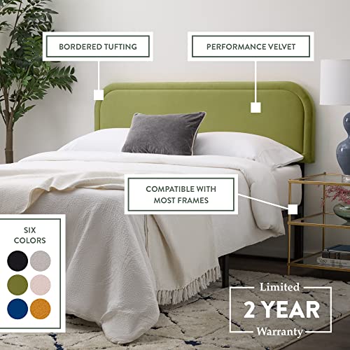 Edenbrook Miller Low Profile, Performance Velvet Headboard for Queen Size Bed-Green Upholstered Queen Headboard