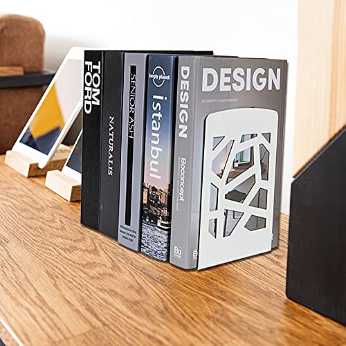 COCOMK Book Ends,Bookends for Shelves,Decorative Bookend Heavy Duty Book End for Office,Home,Black Book Holder for Kids, White