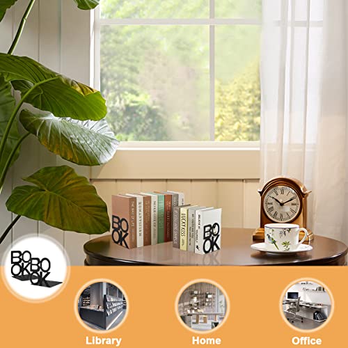 Metal Decor Bookends for Shelves, Cute Book Stopper Ends for Bookshelf Bookcase Holder Organizer for Kids Adult, Spiral Sketchbook, Scrapbook, CD DVD in Home Office Library(4 Pack)