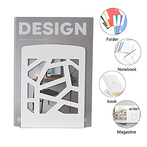 COCOMK Book Ends,Bookends for Shelves,Decorative Bookend Heavy Duty Book End for Office,Home,Black Book Holder for Kids, White