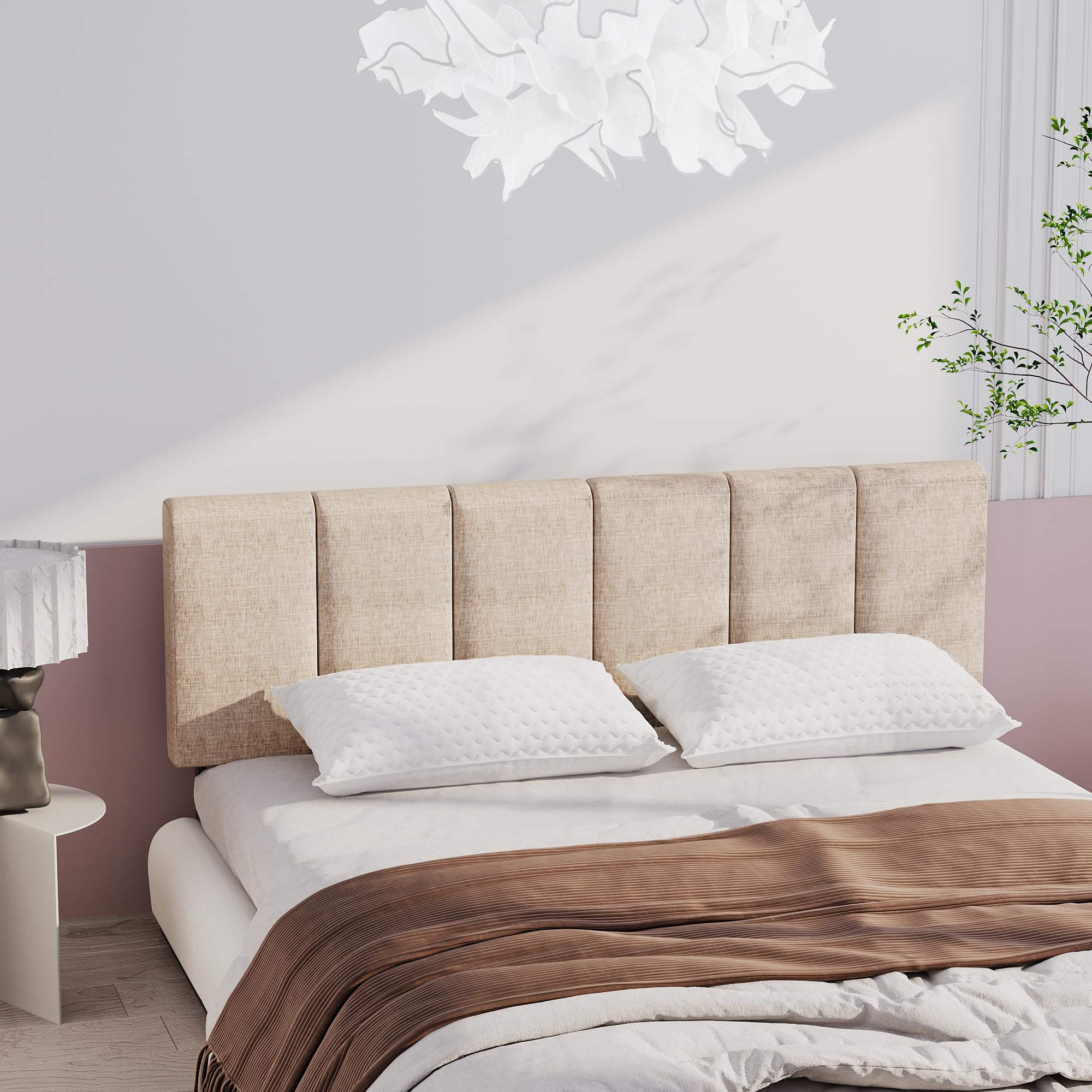 HAOBO Home Upholstered Headboards Foldable Queen/Full Linen Panels with Height Adjustments