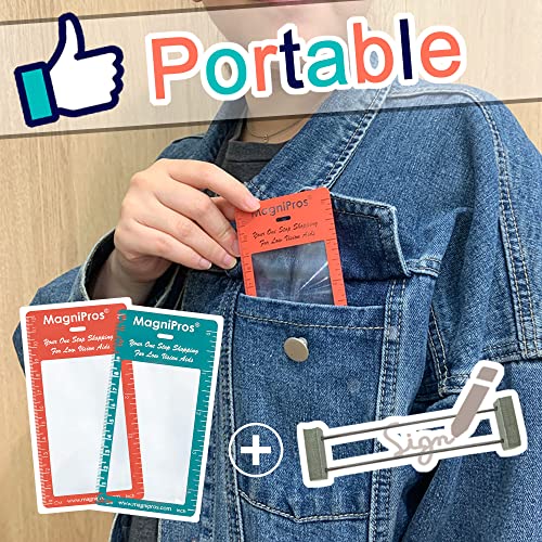 MAGDEPO Signature Writing Guide for Blind and Low Vision with 2 Pocket 3X Bookmark Magnifier for Reading Books