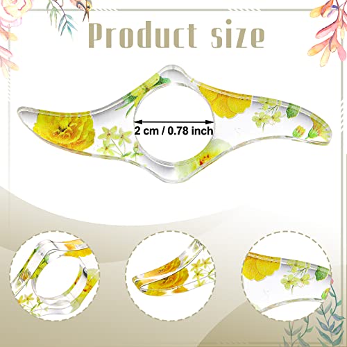 8 Pieces Flower Acrylic Bookmarks Book Page Holder Floral Bookmarks with Colorful Tassels Thumb Ring Page Holder Transparent Page Holders for Reading Students Teachers Book Lovers Women