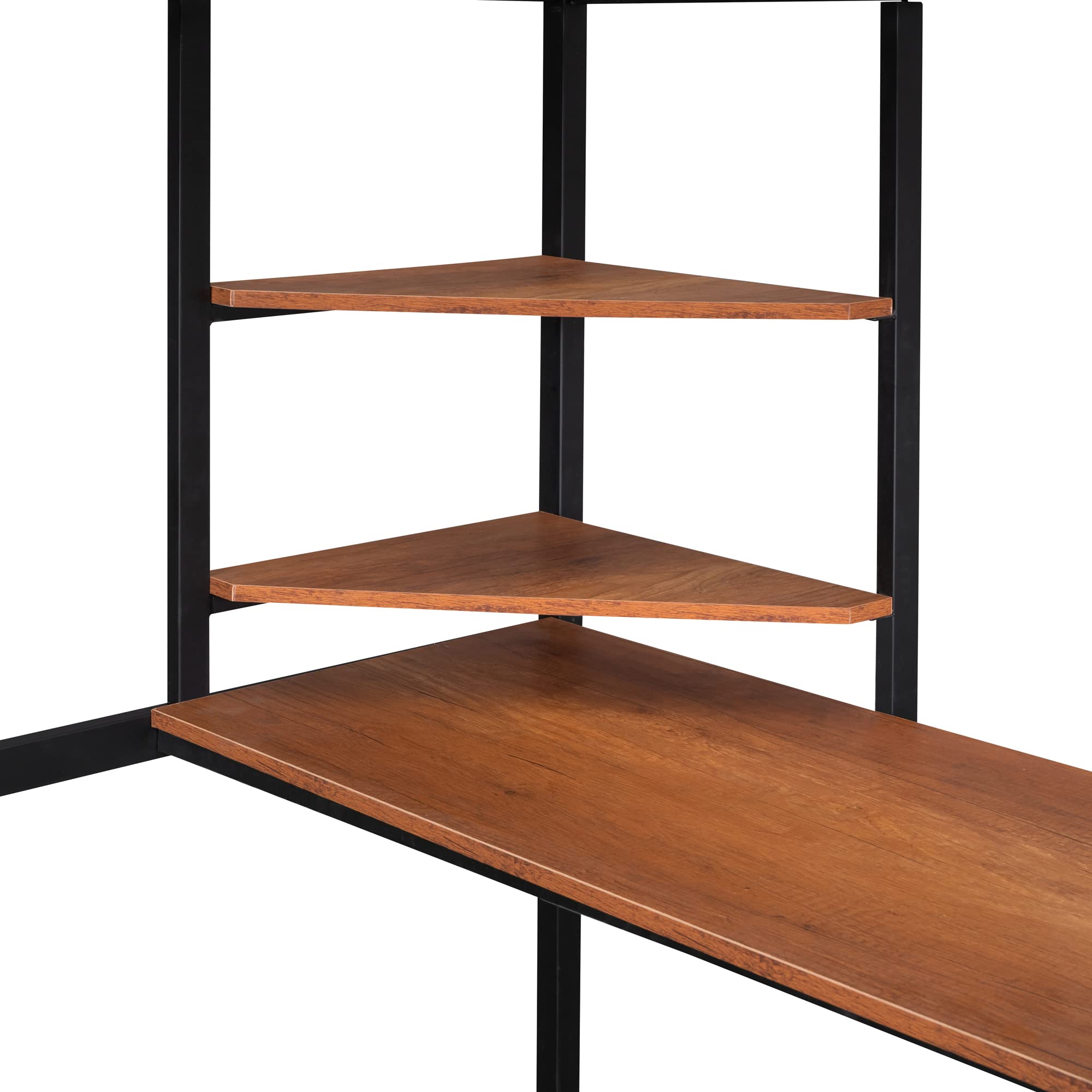 GLORHOME Full Size Metal Loft Bed with Desk, Modern Style and Safety Features for Kids and Teens, Turn Any Space into a Workstation or Lounge Area,Black