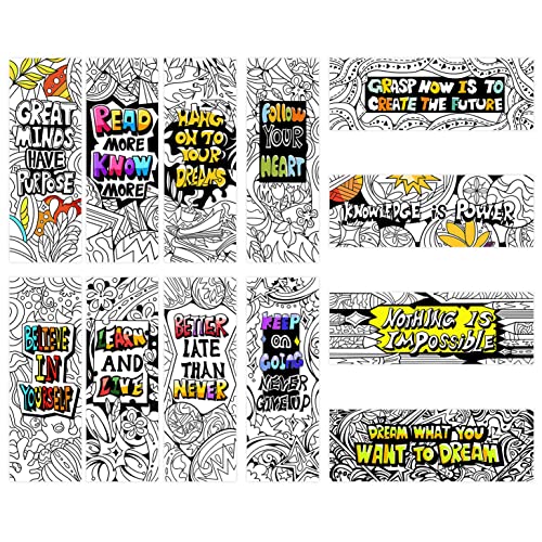 120 Piece DIY Inspirational Bookmarks for Students, Bulk Bookmarks, Cool Double-Sided Coloring Bookmark for Class Gifts, Color Your Own Book Marks for Kids, Adults, Teachers, Women, Men, Book Lovers