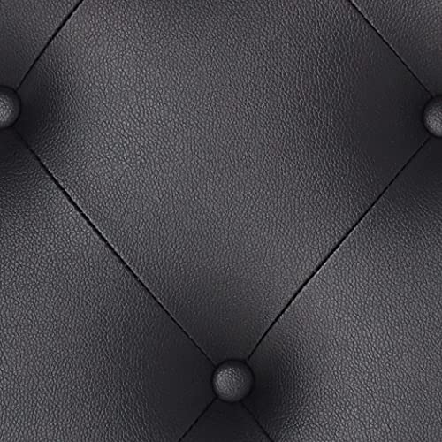 Baxton Studio Myra Modern and Contemporary Queen Size Black Faux Leather Upholstered Button-Tufted Scalloped Headboard