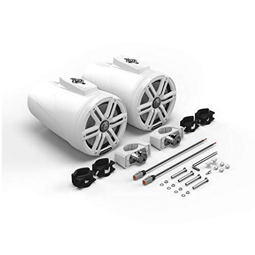 Rockford Fosgate M2WL-8 Color Optix Multicolor LED Lighted 8" 2-Way Marine Wake Tower Cans & Speakers 250 Watts RMS / 1000 Watts Peak with Stainless & Sport Grilles, Mounting Hardware - White (Pair)