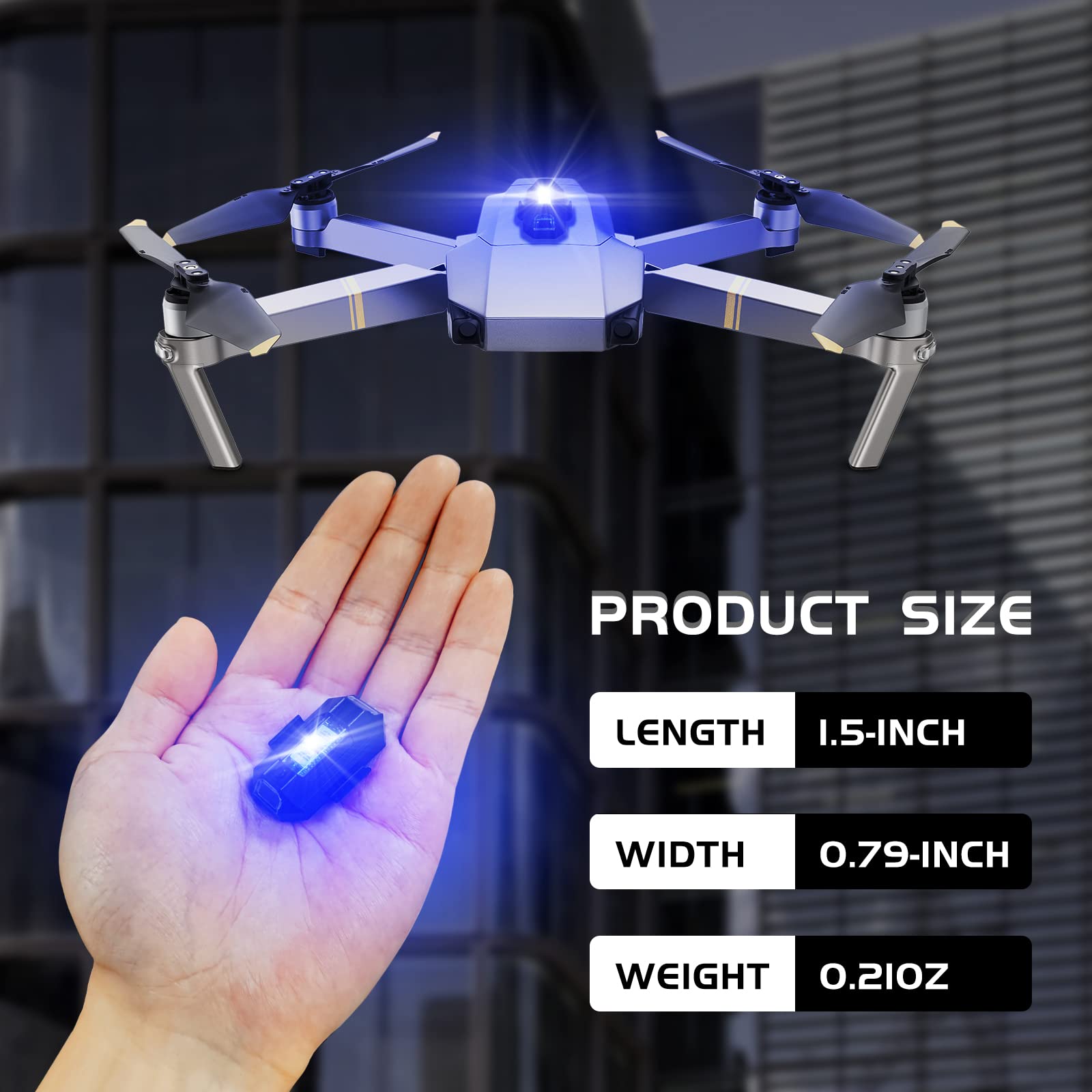 FICOLPO 4 Pcs LED Drone Strobe Light, Anti-Collision Warning Night Light for Motorcycle, Mavic Mini Drone, DJI Mini 3 pro, DJI Air 2S, Mini 2, Mavic Air 2-7 Colors Lights & USB Recharge