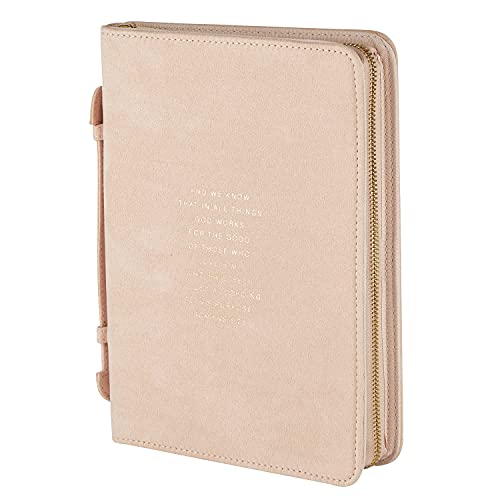 Creative Brands Faithworks-Simply Faith Collection Suede Bible Cover, 7 x 10-Inch, Peach-Romans 8:28