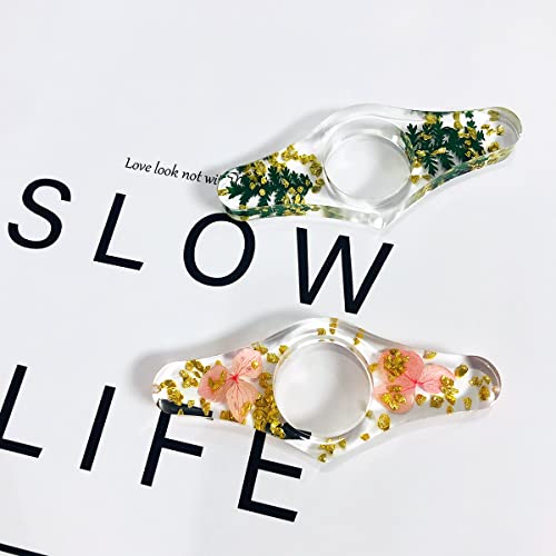 Thumb Book Page Holder Bookmark Dried Flower Resin Book Page Holder Transparent Handmade Personalized Flower Reading Accessories 2 Pcs (zisejia)