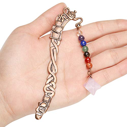 Jovivi 5pcs Antique Copper Metal Bookmark Beading Bookmarks with Handmade 7 Chakra Healing Crystals Tree of Life Tumbled Gemstones Assorted Beads