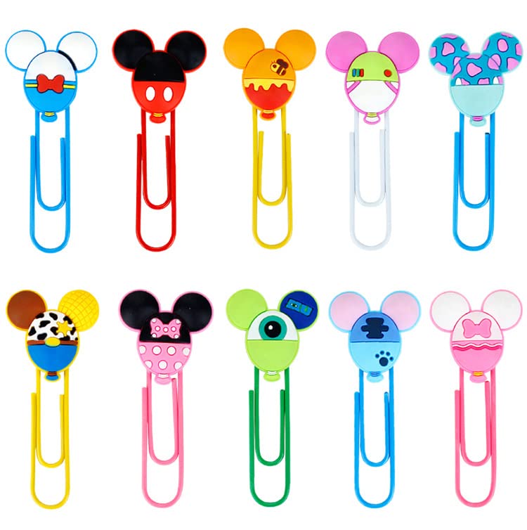 10 pcs Cute Mouse Paper Clips Colorful Office Supplies Gifts for Teacher & Students Bookmark Clamp Desk Accessories Stationery for School Book File Page Marker Clip for Women Kids Adult Children