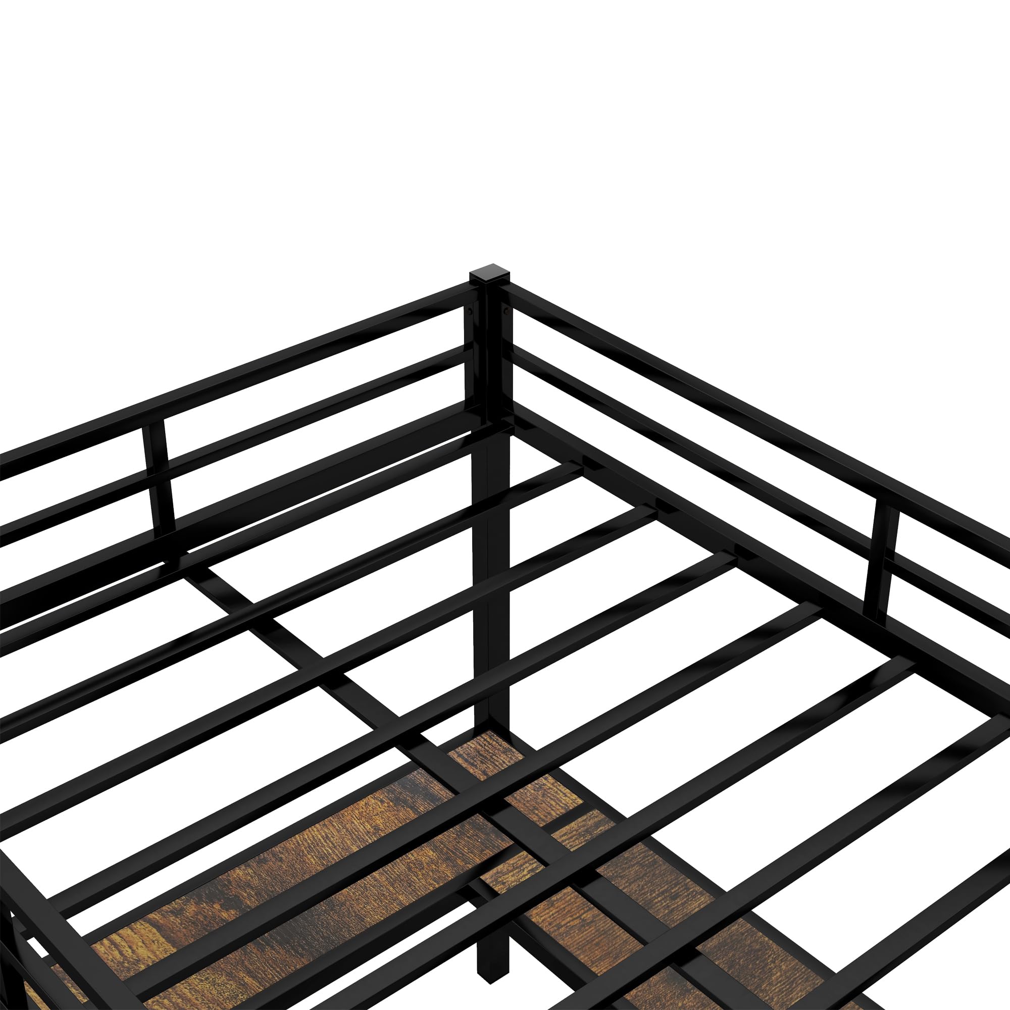 Hlcodca Full Size Loft Bed with Desk, Metal Loft Bed Frame with Storage Shelves, Heavy-Duty Kids Loft Beds with Ladder & L-Shape Desk for Boys Girls Teens
