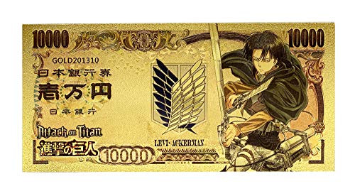 YJacuing Anime Attack on Titan Gold Coated Banknote, Limited Edition Collectible Bill Bookmark (6 PCS Collection)