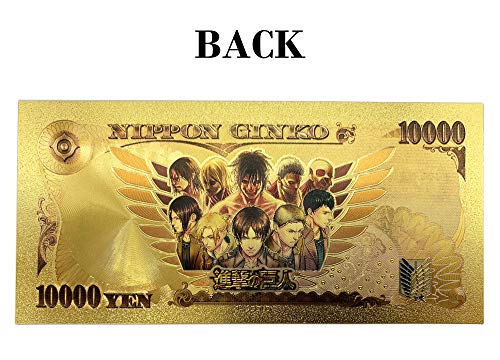 YJacuing Anime Attack on Titan Gold Coated Banknote, Limited Edition Collectible Bill Bookmark (6 PCS Collection)