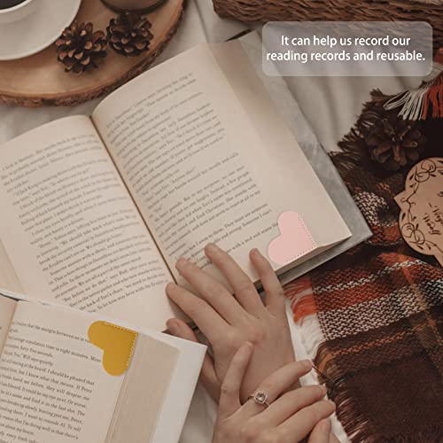 6 Pcs Leather Heart Bookmark,Cute Bookmarks for Women, Handmade Book Accessories for Reading Lovers, Bookworms' Gifts, Book Lover's Favorites