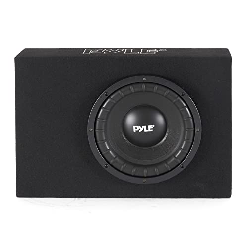 Pyle 10 Inch Subwoofer Box System - 500 Watts Powered Slim Bass with a Non-Pressed Paper Cone Perfect for Mount Car Truck Audio Subwoofer Enclosure, Rear Air Tight Seal Design
