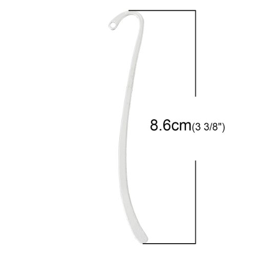 Housweety 15 Pcs Silver Plated Bookmark with Loop 86mm