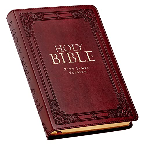 Personalized Bible Custom Text Your Name Holy Bible KJV Standard Size Thumb Index Edition Burgundy King James Version Bible Custom Made Gift for Baptism Christenings Birthdays Celebrations