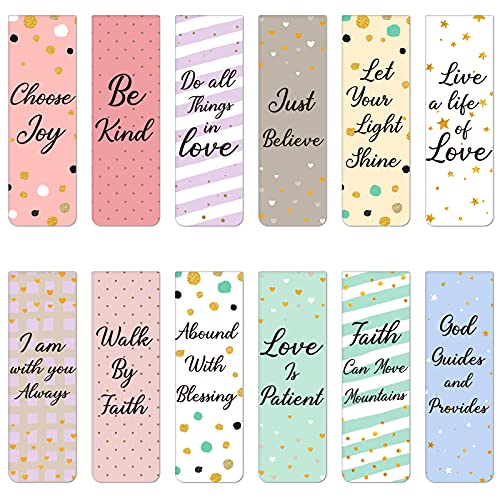 60 Pieces Christian Magnetic Bookmarks Inspirational Quotes Bible Markers Magnetic Bookmarks Encouraging Positive Magnet Bookmark Clips for Women Students Teachers School Home Office Supplies