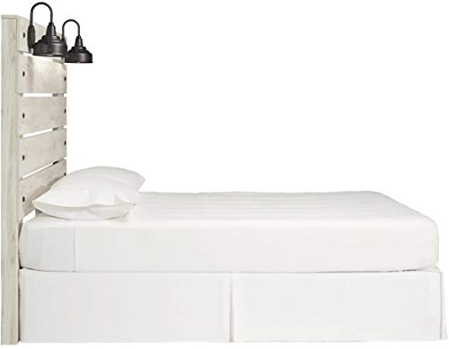 Signature Design by Ashley Cambeck Farmhouse Panel Headboard ONLY with USB Charging Stations, Queen, Whitewash