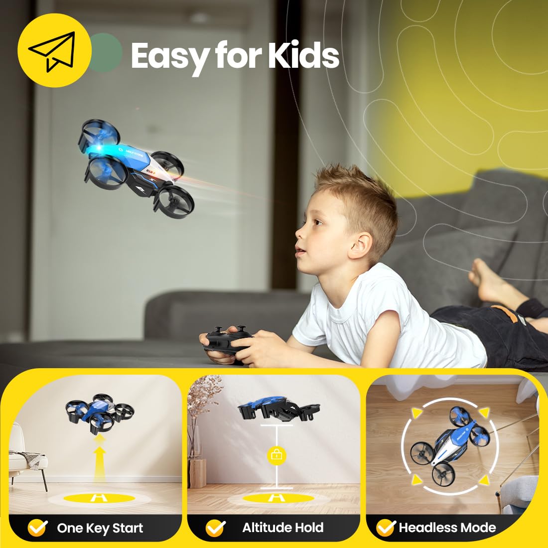 Holy Stone HS210F Mini Drone for Kids, Green & Blue, Toy Gift for Boys and Girls