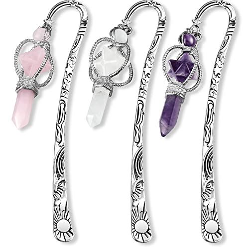 Antique Silver Metal Bookmarks Hexagonal Pointed Beading Book Marks Silver Beading Book Marker Vintage Silver Manga Bookmark Crystal Pendants Bookmarks for Women Kids Teens Girls Readers Book Lovers