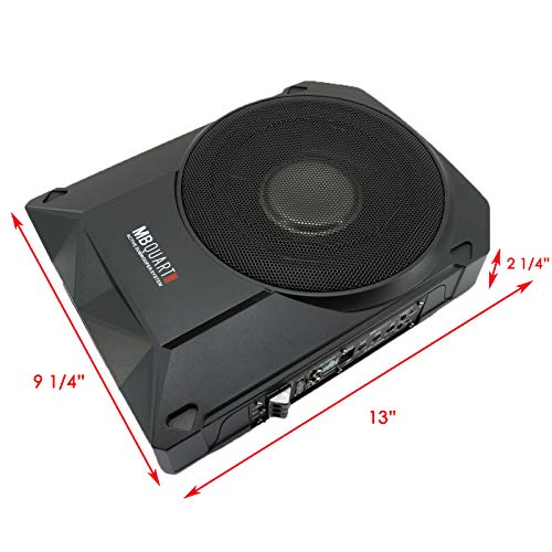 MB Quart RW-108A 600W Reference Series 8" Slim Low Profile Compact Under-Seat 4-Ohm Active Powered Subwoofer Enclosure with Built in Amplifier for Car Boat RV ATV