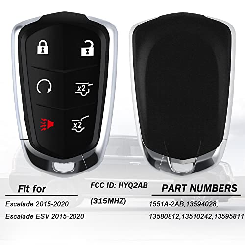 Replacement 6 Buttons Proximity Smart Keyless Entry Remote Fob for Cadillac Escalade and Escalade ESV 2015-2020 315Mhz FCC: HYQ2AB 1 Piece