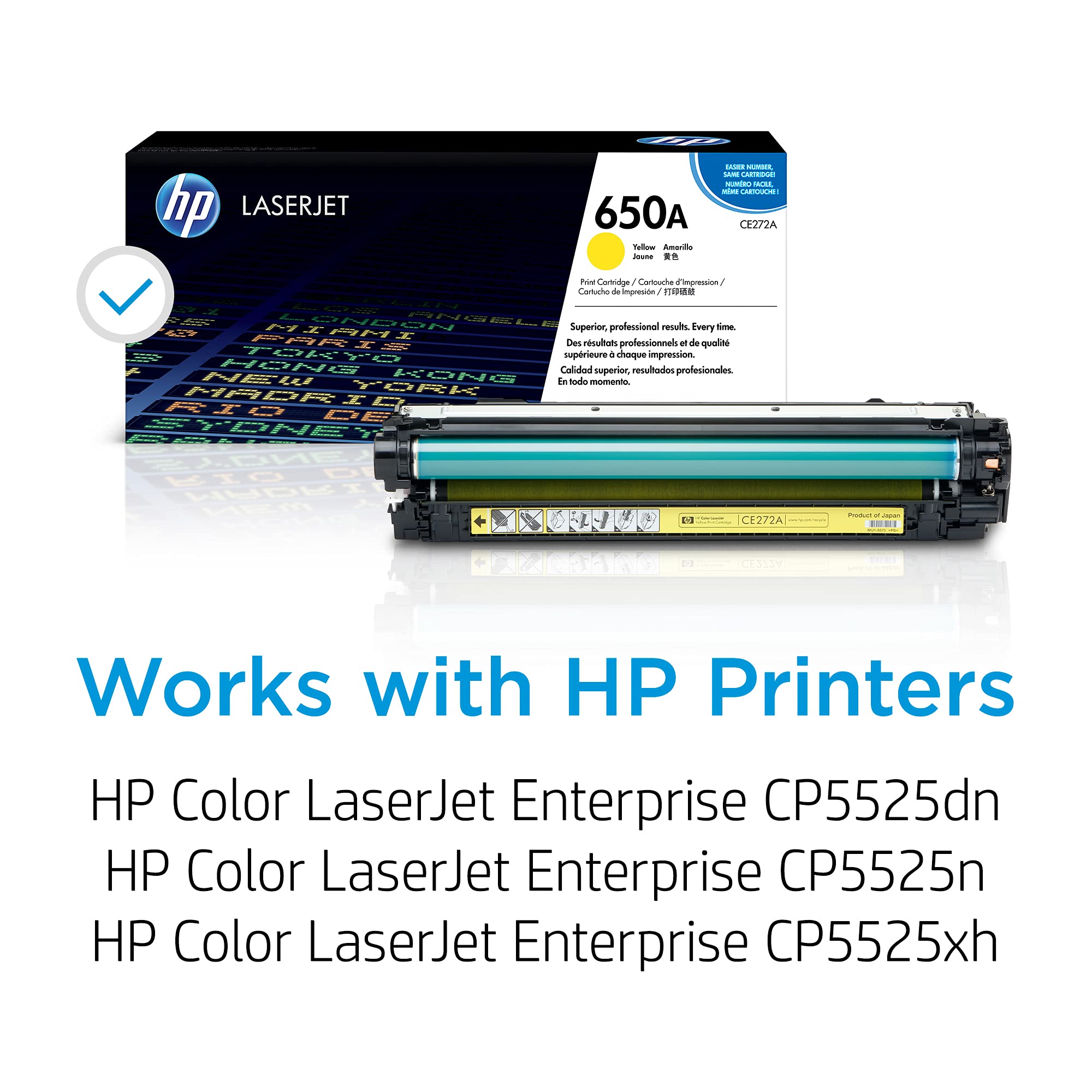 Original HP 650A Yellow Toner Cartridge | Works with HP Color LaserJet Enterprise CP5525 Series | CE272A