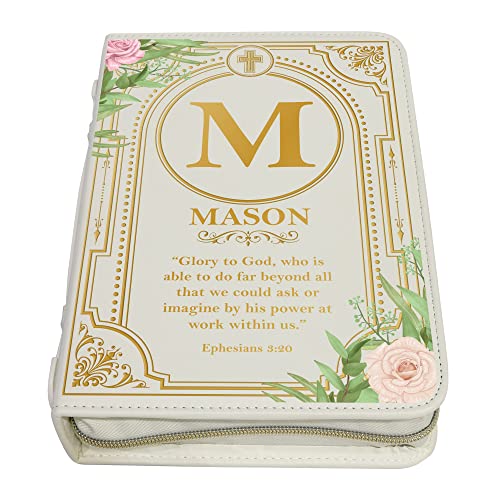 10x7 Inch Personalized Bible Cover – Create Your Own Design, Custom Bible Cover and Carrying Case with Handle – Leatherette Book Covers and Bible Case for Women - White (Design 4)