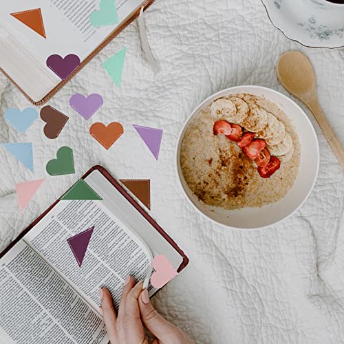 Lunpliran Leather Heart Bookmark Page Corner Book Marks Book Accessories for Reading Lover, Cute Handmade Book Reading Gift for Book Lovers Women and Kids (Heart and Triangle, 16PCS)