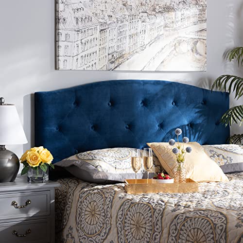 Baxton Studio Leone Headboard, Queen, Navy Blue/Dark Brown