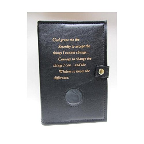 Culver Enterprises Deluxe Double Alcoholics Anonymous AA Book Cover For The Big Book & 12 Steps & 12 Traditions Medallion Holder Black