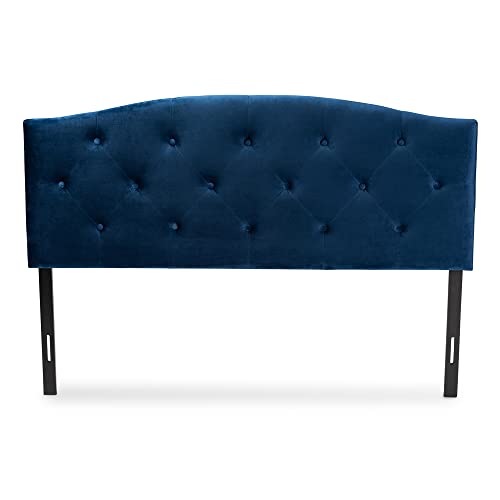 Baxton Studio Leone Headboard, Queen, Navy Blue/Dark Brown