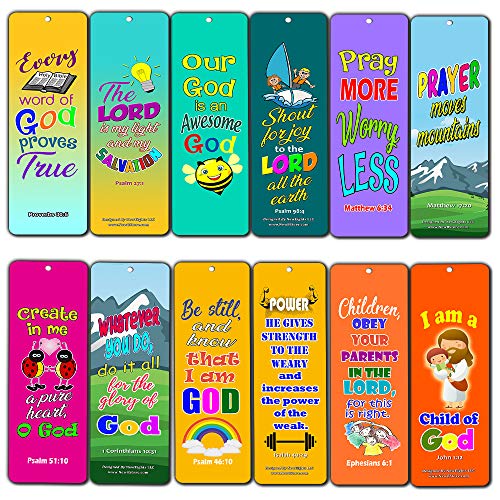 Easy Bible Scriptures for Kids - Colorful (30-Pack) - Handy Memory Verses for Kids and Colorful Bookmarks Perfect for Children’s Ministries and Sunday Schools