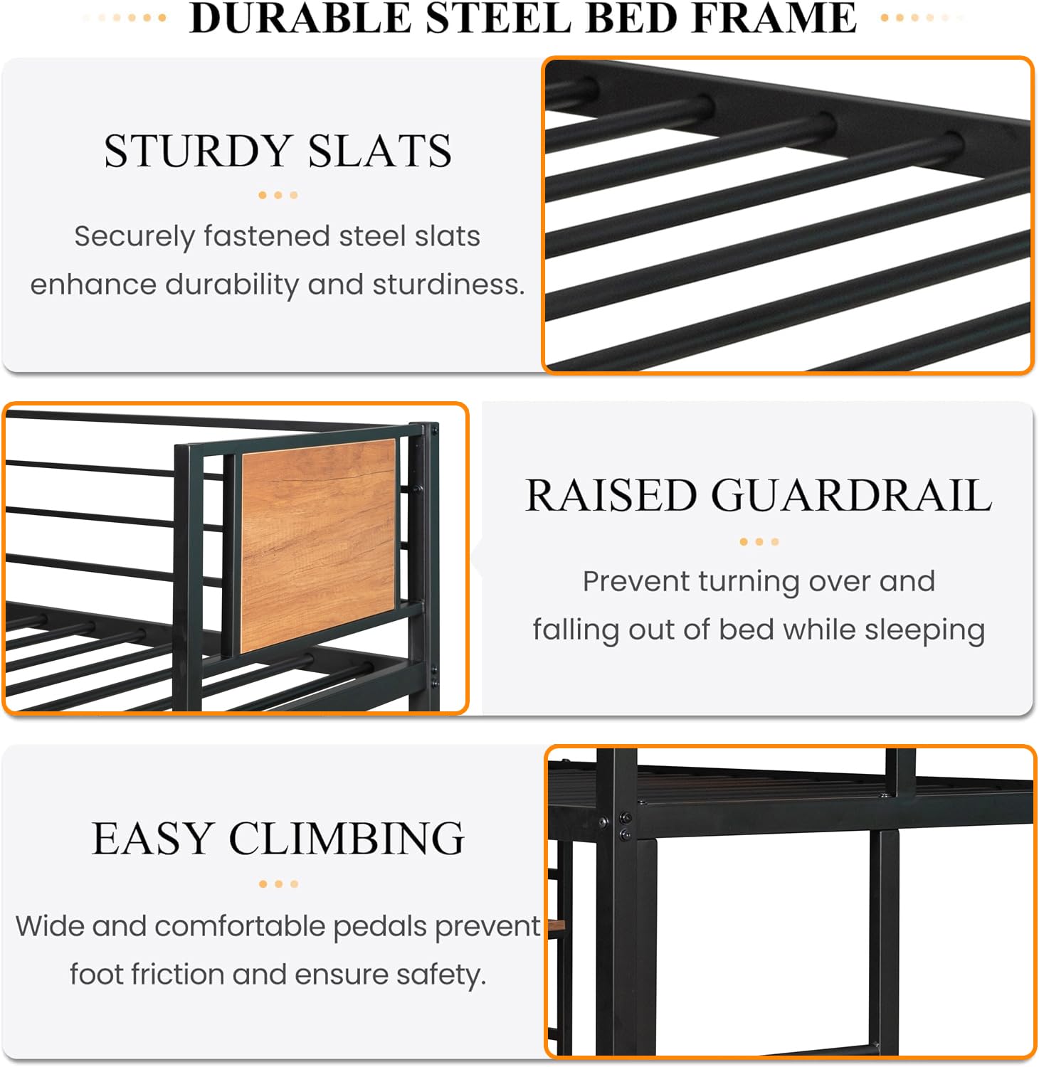 Metal Loft Bed Frame, Twin Size Loft Bed with Desk and Storage Shelves, Metal Bed Frame with Safe Guardrail & Ladder for Kids Teens Adults, Space Saving Loft Bed, No Box Spring Needed (Black 1)