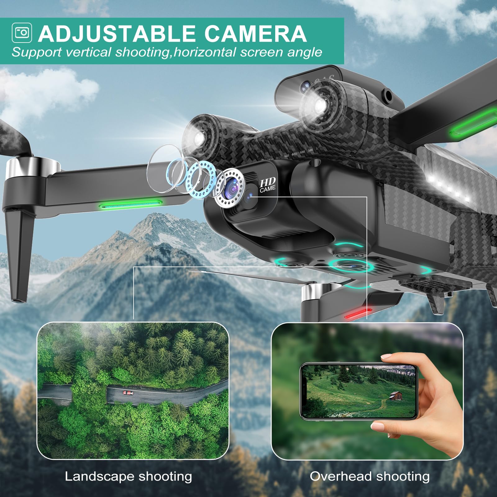 ROTAZA Drones With Camera,4K FPV Mini Drone Toy - Foldable, Carrying Case, Adjustable Lens, Brushless Motor, Headless Mode, Obstacle AvoidanceOne Key Take Off/Land, for Kids, Adults, Beginners