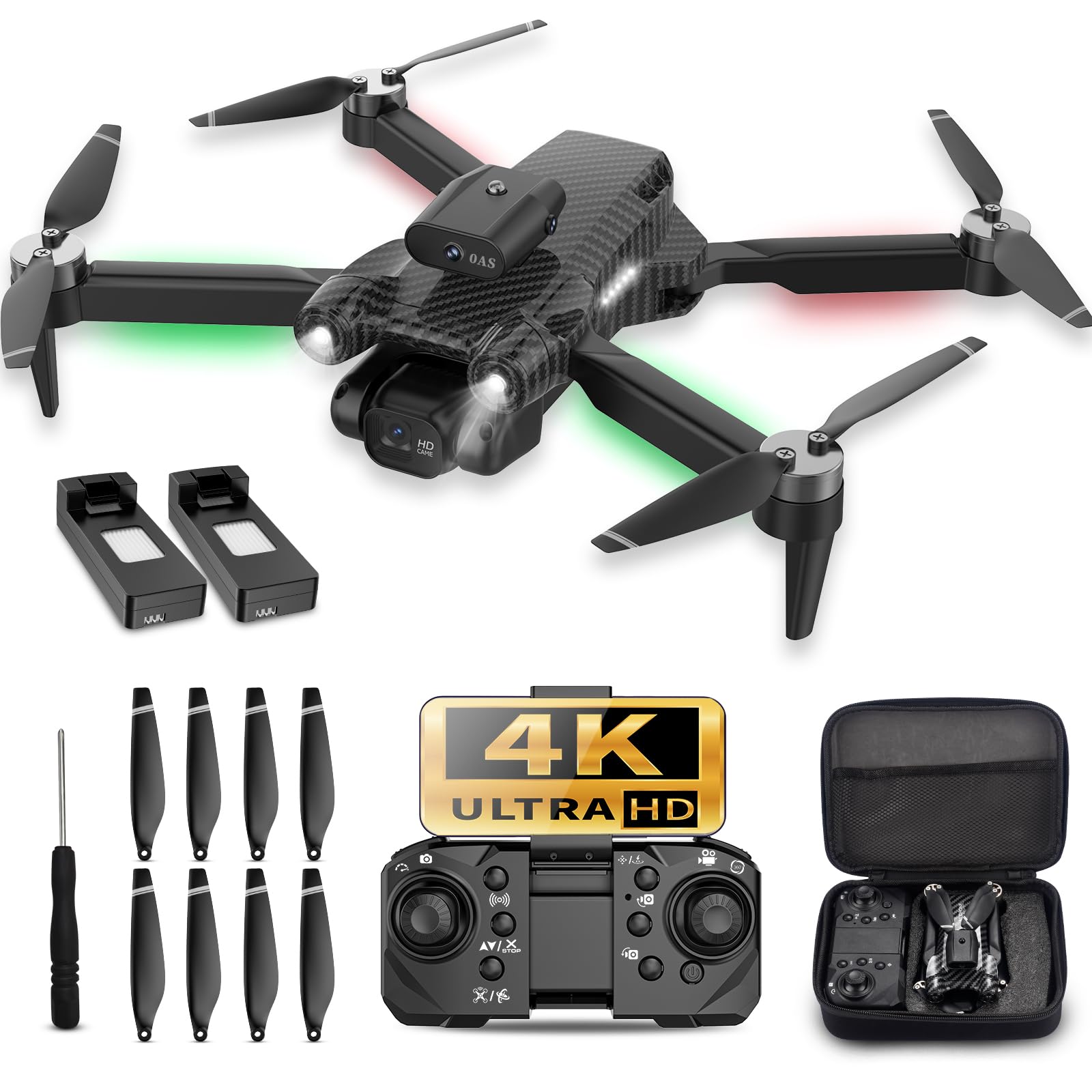 ROTAZA Drones With Camera,4K FPV Mini Drone Toy - Foldable, Carrying Case, Adjustable Lens, Brushless Motor, Headless Mode, Obstacle AvoidanceOne Key Take Off/Land, for Kids, Adults, Beginners