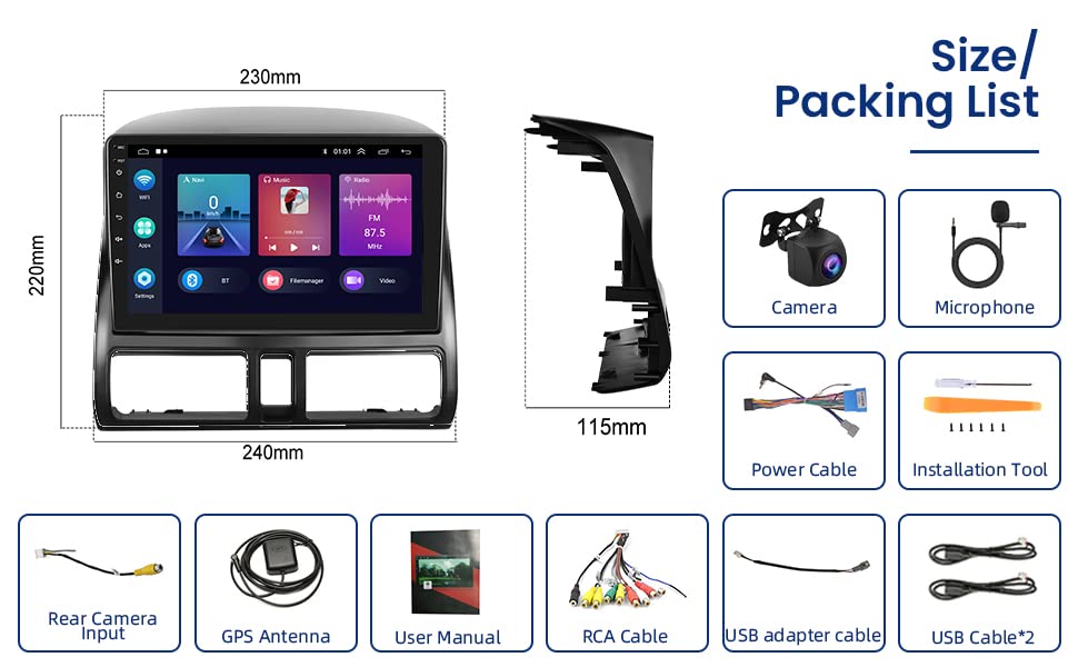 for Honda CRV 2002-2006 Android Car Stereo Support Wireless Carplay Android Auto with 9β Capactive Touchscreen 2+32G HiFi Autoradio WiFi GPS Navigation Backup Camera Multimedia Player Car Radio