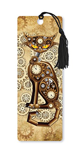 Dimension 9 3D Lenticular Bookmark with Tassel, Steampunk Cat (LBM455)
