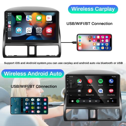 for Honda CRV 2002-2006 Android Car Stereo Support Wireless Carplay Android Auto with 9β Capactive Touchscreen 2+32G HiFi Autoradio WiFi GPS Navigation Backup Camera Multimedia Player Car Radio